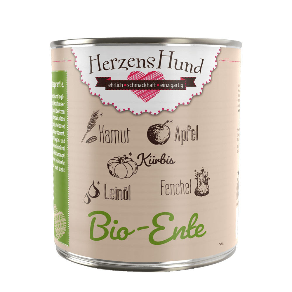 Bio Hundefutter Ente, Kürbis, Apfel, Kamut 800g online