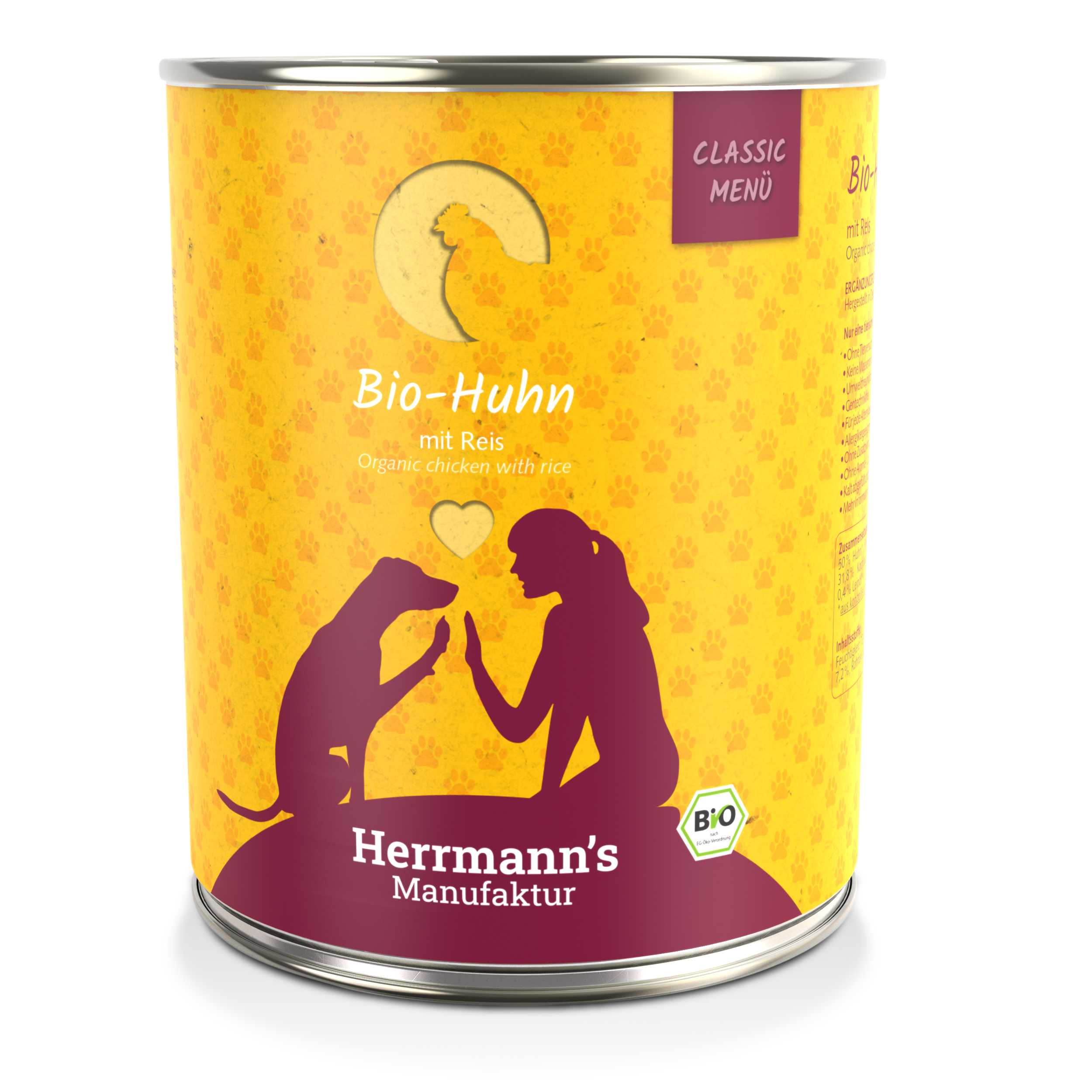 Bio Hundefutter Huhn Menu 1 mit Reis, Karotte 800g online